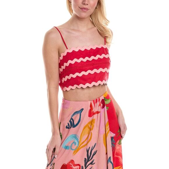 FARM Rio | Tops | Farm Rio Wrap Linenblend Crop Top | Poshmark